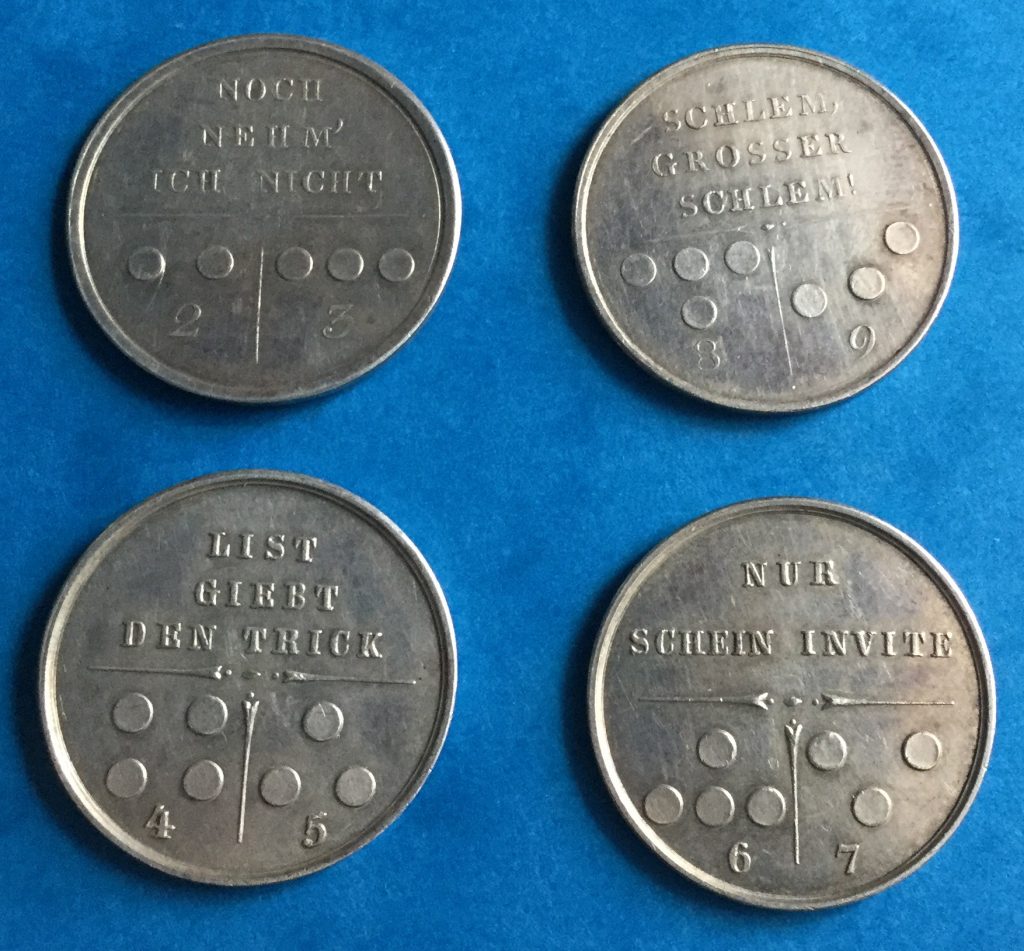 German Metal Whist Counters – unboxed – Whist and Counter Boxes